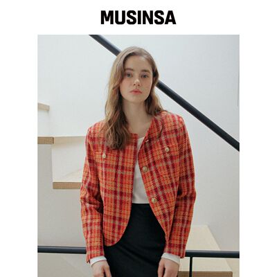 YUPPE CHECK TWEED JACKET_RED韩国官网直邮进口MUSINSA