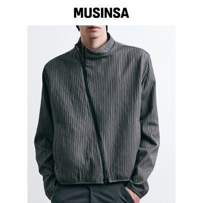 LEARVE 诺丁汉皱纹DIAGONAL夹克炭灰色 MUSINSA韩国官网直邮进口