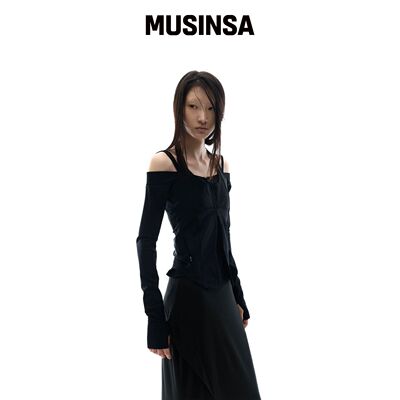 OJOS 露肩吊带夹克 / 黑色 MUSINSA韩国官网直邮进口
