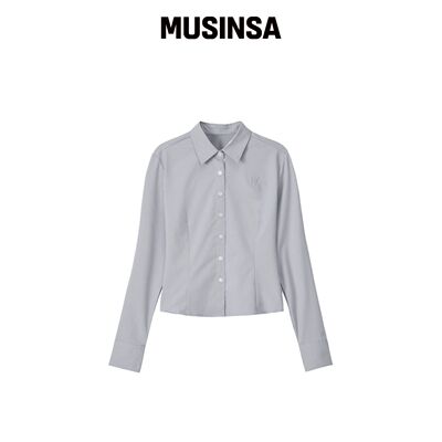 WOOALONG 修身款短袖衬衫 - 灰色 MUSINSA韩国直邮官官网直邮进口
