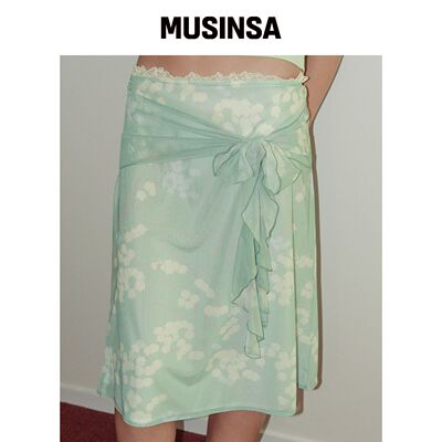 MIMI MONDE 网眼弹力中长裙（薄荷色） MUSINSA韩国官网直邮进口