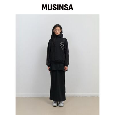 OJOS 针织背面连帽卫衣 / 黑色 MUSINSA韩国官网直邮进口