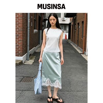 320SHOWROOM 蕾丝边缎带裙子 薄荷色 MUSINSA韩国直邮官方正品