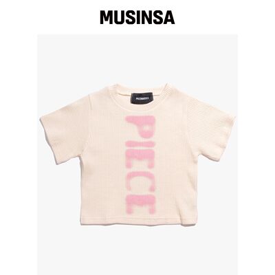 PIECE MAKER RIBBED CONTRAST CROP TEE (CREAM)韩国官网直邮进口
