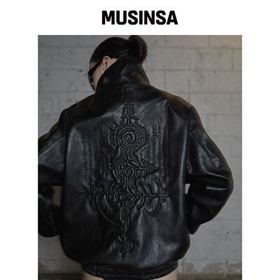 ANIV EMBO WAPPEN 皮革夹克 黑色 MUSINSA韩国官网直邮进口
