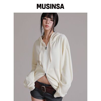 LIKE THE MOST UNIQLO 短款宽松连帽外套_象牙色韩国官网直邮进口