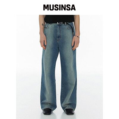 MIMTHEWARDROBE 双色染牛仔裤_沙蓝 MUSINSA韩国官网直邮进口