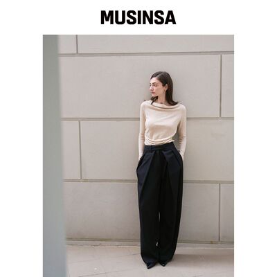 GIEMAR WIDE SLACKS BLACK 宽松slacks 黑色 MUS韩国官网直邮进口