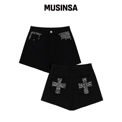 VENHIT Leopard patch 短裤_黑色韩国官网直邮进口MUSINSA