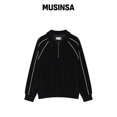ROLLINGSTUDIOS 天鹅绒半拉链上衣黑色 MUSINSA韩国官网直邮进口