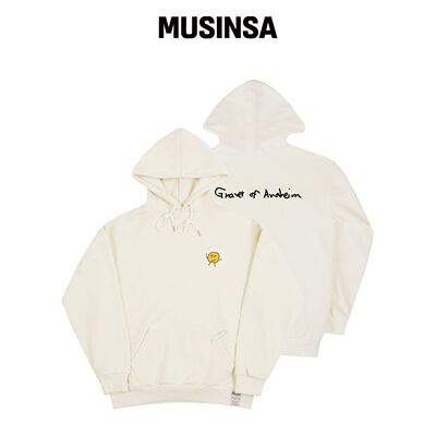 GRAVER [UNISEX]绘图点背标连帽卫衣_奶油色 MUS韩国官网直邮进口