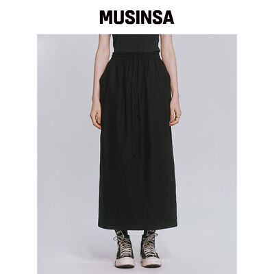 MONOPHOBIA 棉质开衩长裙 黑色韩国官网直邮进口MUSINSA