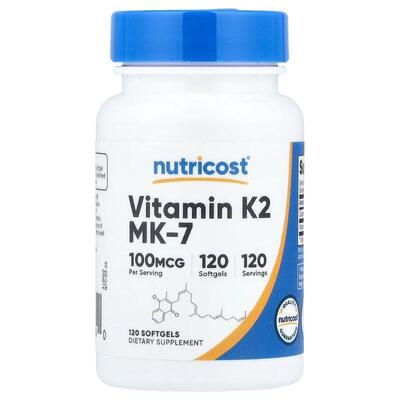 Nutricost,Vitamin K2 MK-7, 100 mcg, 120 Softgels