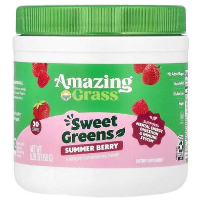Amazing Grass,Sweet Greens，夏季浆果味，5.29 盎司（150 克）