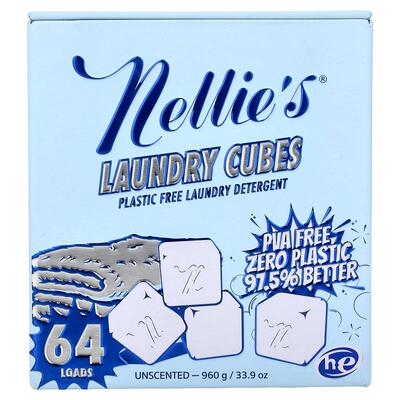 内利,Laundry Cubes, Plastic Free Laundry Detergent, Unscente