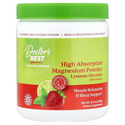 Doctor's Best,Magnesium Lysinate Glycinate Powder, Strawberr