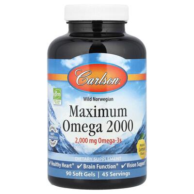 Carlson,Wild Norwegian，鱼油Maximum Omega 2000，柠檬味，2,00