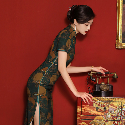 2026新款新品双层花罗旗袍短袖气质时尚日常改良旗袍复古立领