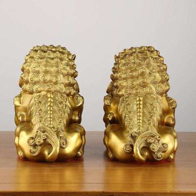 铜狮子一对北京狮宫门狮无底宫门狮铜器摆件工艺品