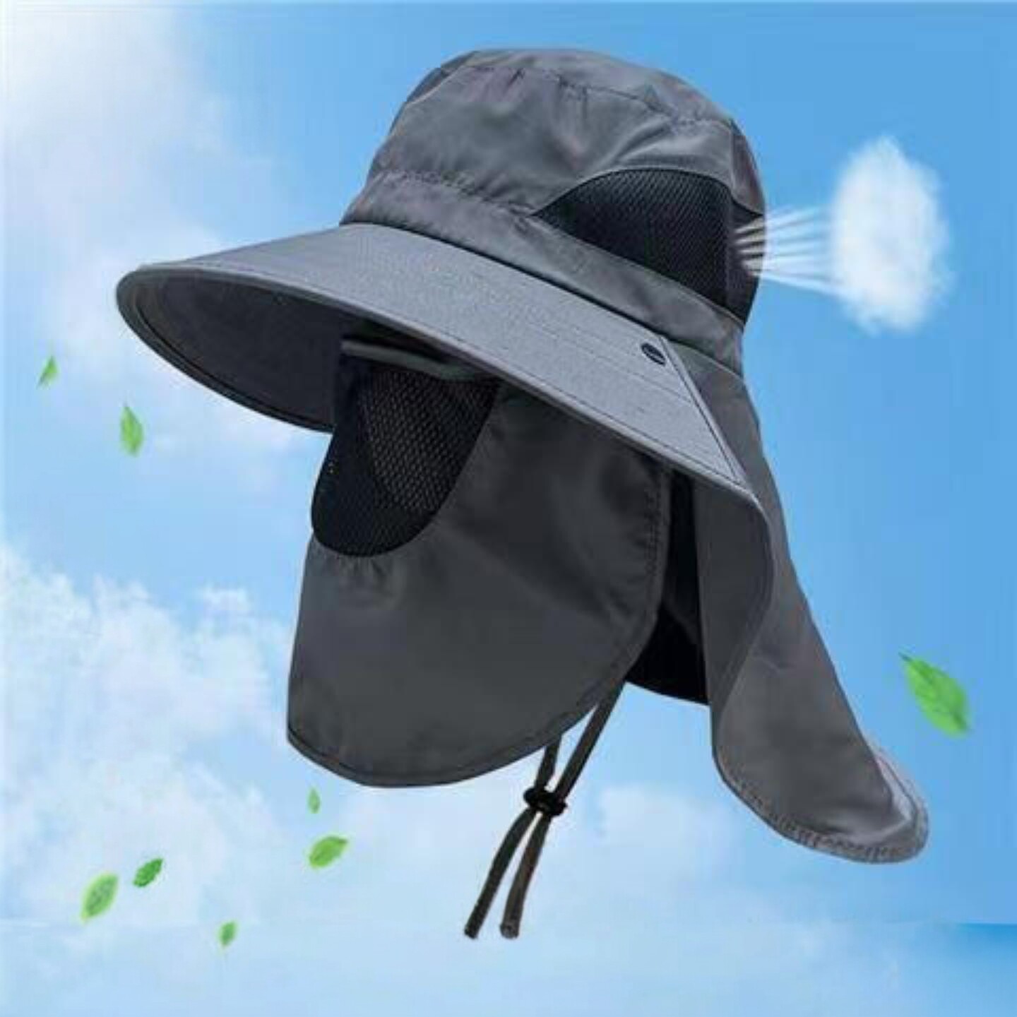 户外遮脸护颈防晒帽男士夏季可拆卸大檐防紫外线其他配件DIY缝纫
