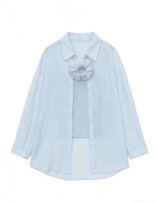 【爆米花专享】三件套慵懒薄款宽松长袖衬衣设计感上衣3013