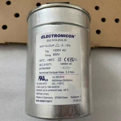德国原装 E62.R16-253L30 3*25UF 1200V ELECTRONICON 电力电容器
