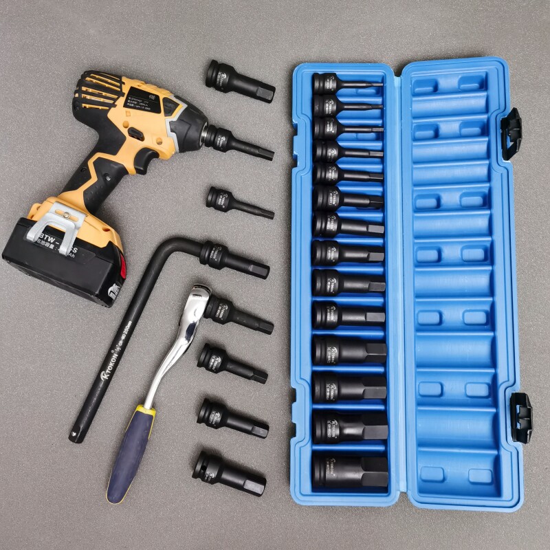 内六角套筒旋具批头组合套装1/2大飞气动风炮电动6角连体风批扳手