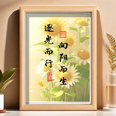 唯美向阳而生逐光而行治愈系装饰画相框玄关装饰画卧室办公室摆件