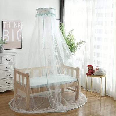婴儿床蚊帐圆顶公主全罩式落地通用新生儿宝宝儿童防蚊遮光带支架
