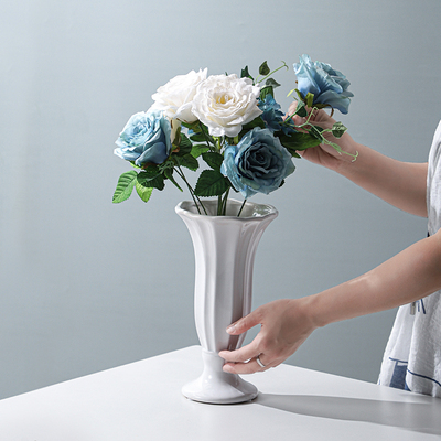 Lenox花瓣百合瓶奶油温润花瓶高温书房民宿法式陶瓷鲜花装饰花瓶