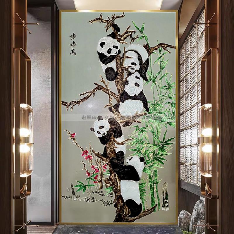 珐琅彩画入户玄关走廊过道装饰画卧室房间挂画客厅餐厅简约壁画
