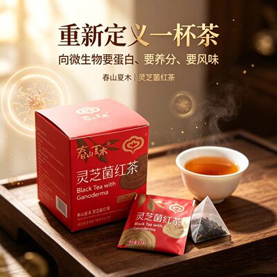 春山夏木灵芝菌红茶灵芝共生发酵茶高山云雾红茶生态好茶叶自己喝