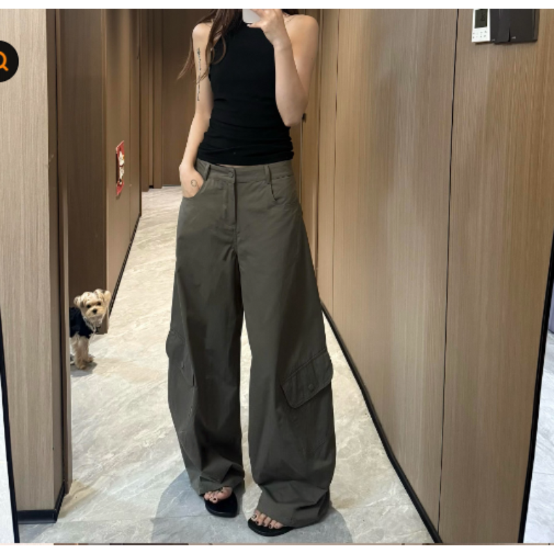 时尚潮流工装裤女春秋美式辣妹休闲裤宽松百搭阔腿裤拖地裤子