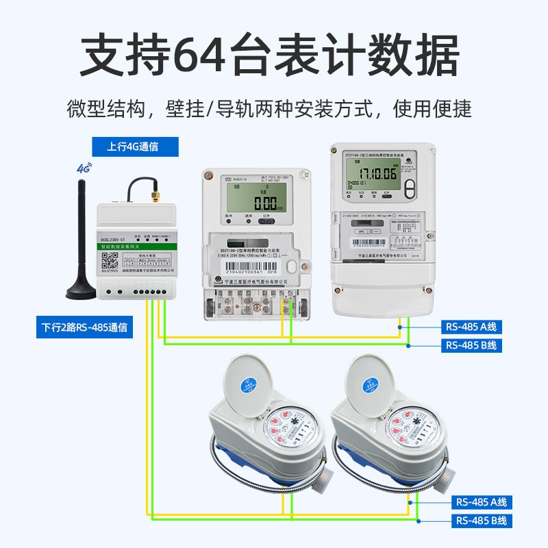 能耗数据采集器 智能电表水表远程抄表集中器模块网关系统485转4G