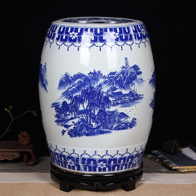 景德镇20斤30斤50斤陶瓷米缸带盖家用米桶防潮防虫密封储物罐收纳