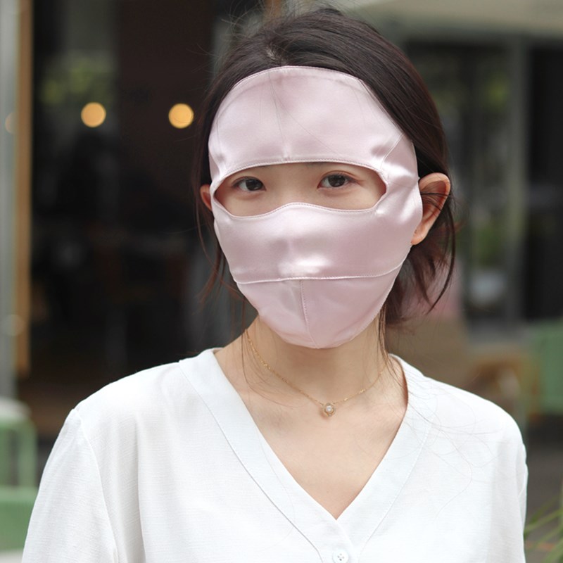 美作100%真丝防晒面罩遮全脸口罩医美脸基尼桑蚕丝女防紫外线辐射