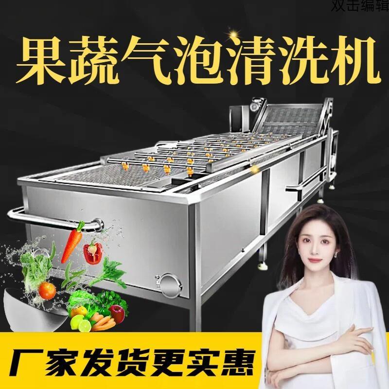 气泡清洗机商用大型瓜果肉类龙虾海产品果蔬洗菜机解冻机流水线
