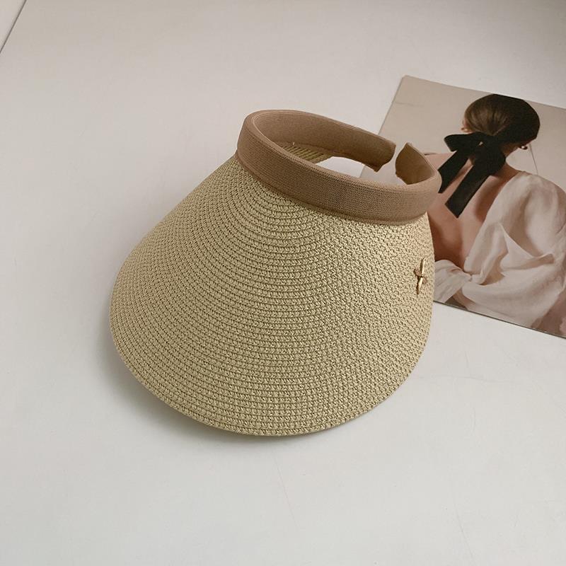 夏季女士加大帽檐空顶草帽防晒遮阳帽休闲百搭无顶发箍度假太阳帽