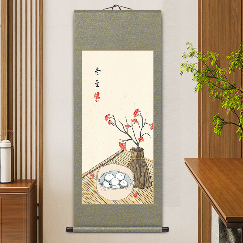 中国风竖版玄关画新中式客厅装饰画民俗文化文艺卷轴挂画纪念礼物
