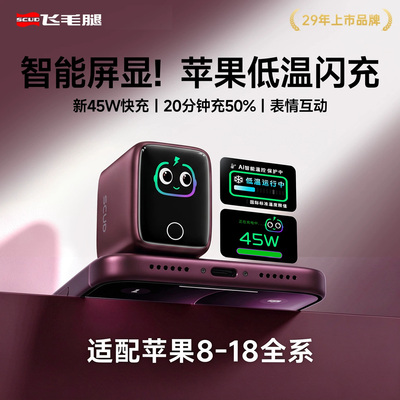 飞毛腿氮化镓智能屏显快充充电头