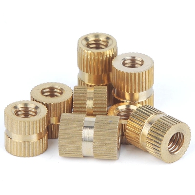 铜镶嵌 铜钳件 预埋铜件 铜花母 圆筒滚花螺母M2M2.5M3x4-12mm