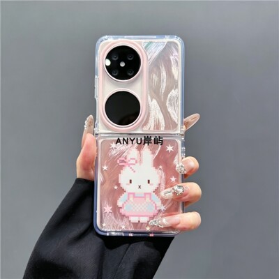 ins拼豆兔纸适用华为P60pockets2手机壳novaFlip小米mixflip2三星ZFlip7/6/5荣耀VFlip2折叠羽纱FindN3Flip套