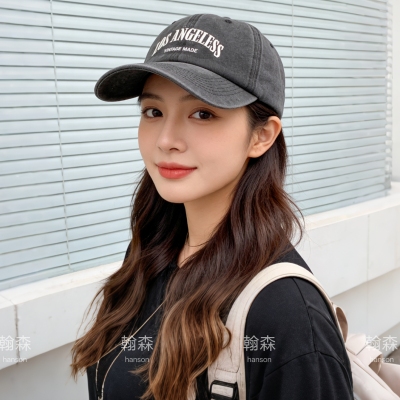 遮阳帽百搭大码棒球帽美式做旧水洗鸭舌帽宽檐休闲帽子大头围脸小