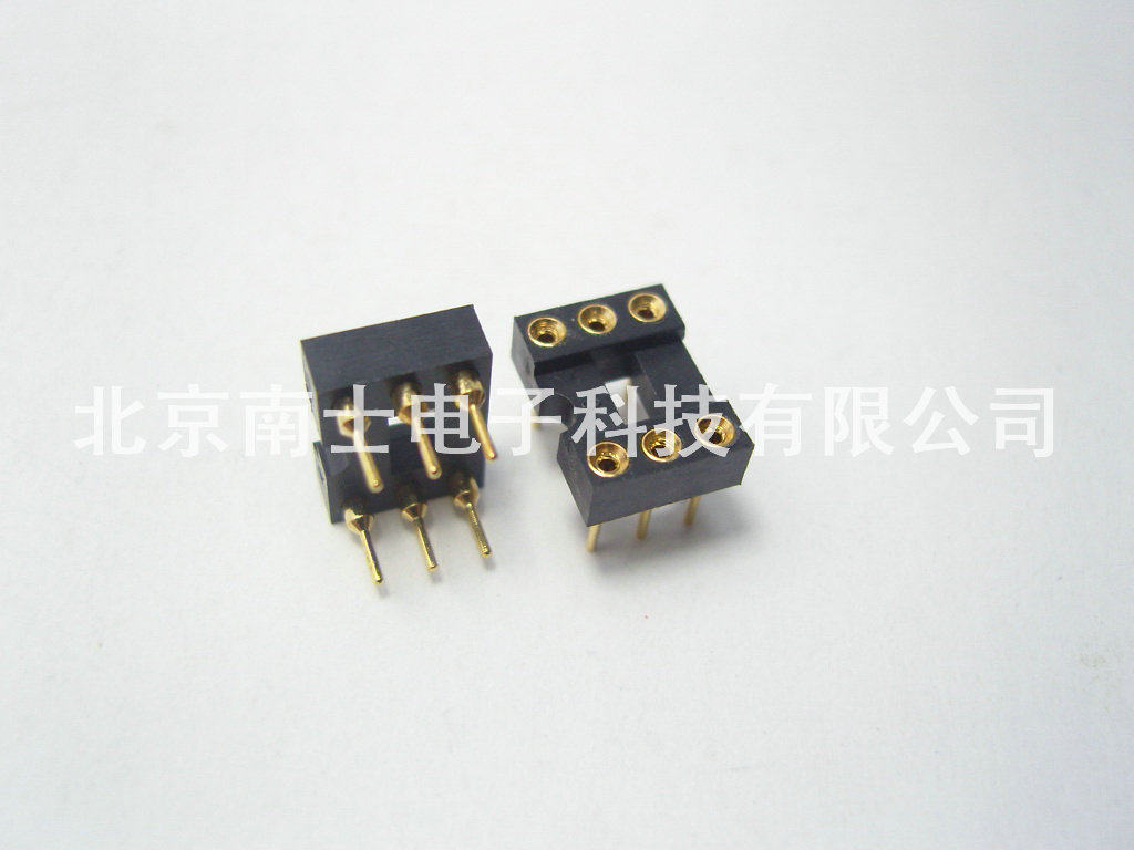 镀金 6P 圆孔 IC座 芯片 单片机 底座 DIP6脚 直插 集成电路插座