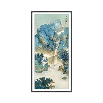 新中式入户玄关竖版大气山水国画别墅复试客厅沙发背景墙装饰挂画