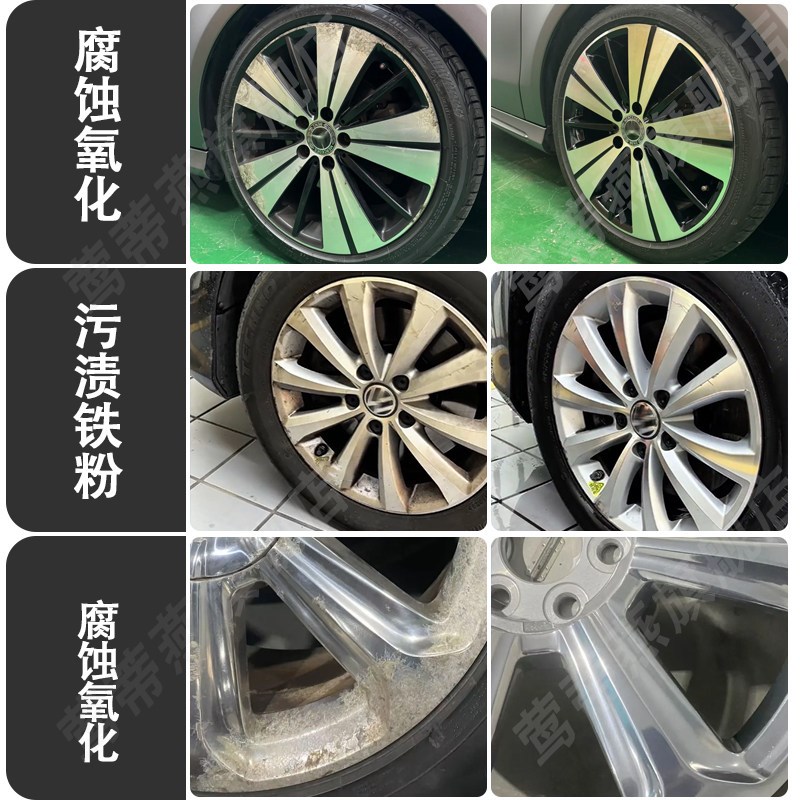 汽车铝合金轮毂氧化腐蚀翻新修复轮胎钢圈铁粉专用清洗剂还原剂xm