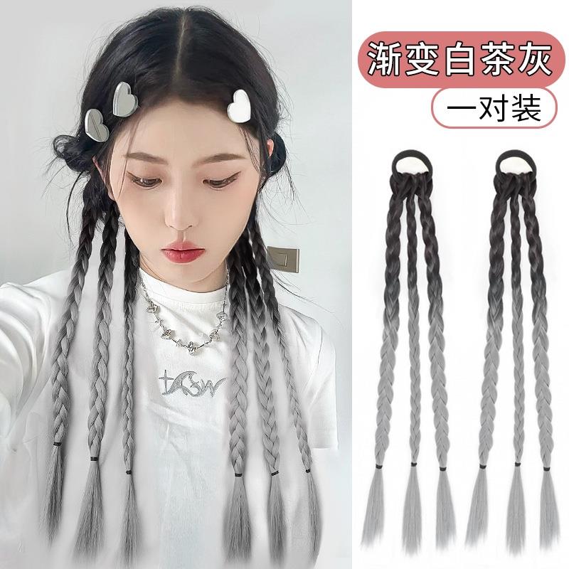 拳击辫假发女马尾甜酷女孩自然渐层麻花长辫假发网红脏辫假发辫子
