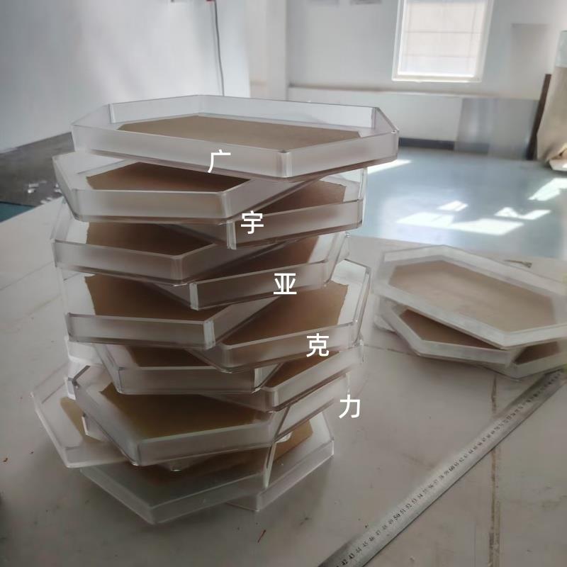 新中式六边形亚克力茶盘甜点盘托盘下午茶茶盘茶馆茶饮甜品台茶托