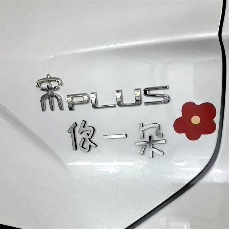 自定义文字定制立体亮银字比亚迪宋plus秦汉唐元趣味搞笑立体车标
