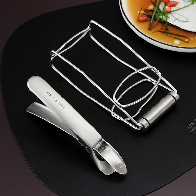 onlycook 304不锈钢碗夹厨房防烫夹家用夹子防滑取盘夹提盘器神器